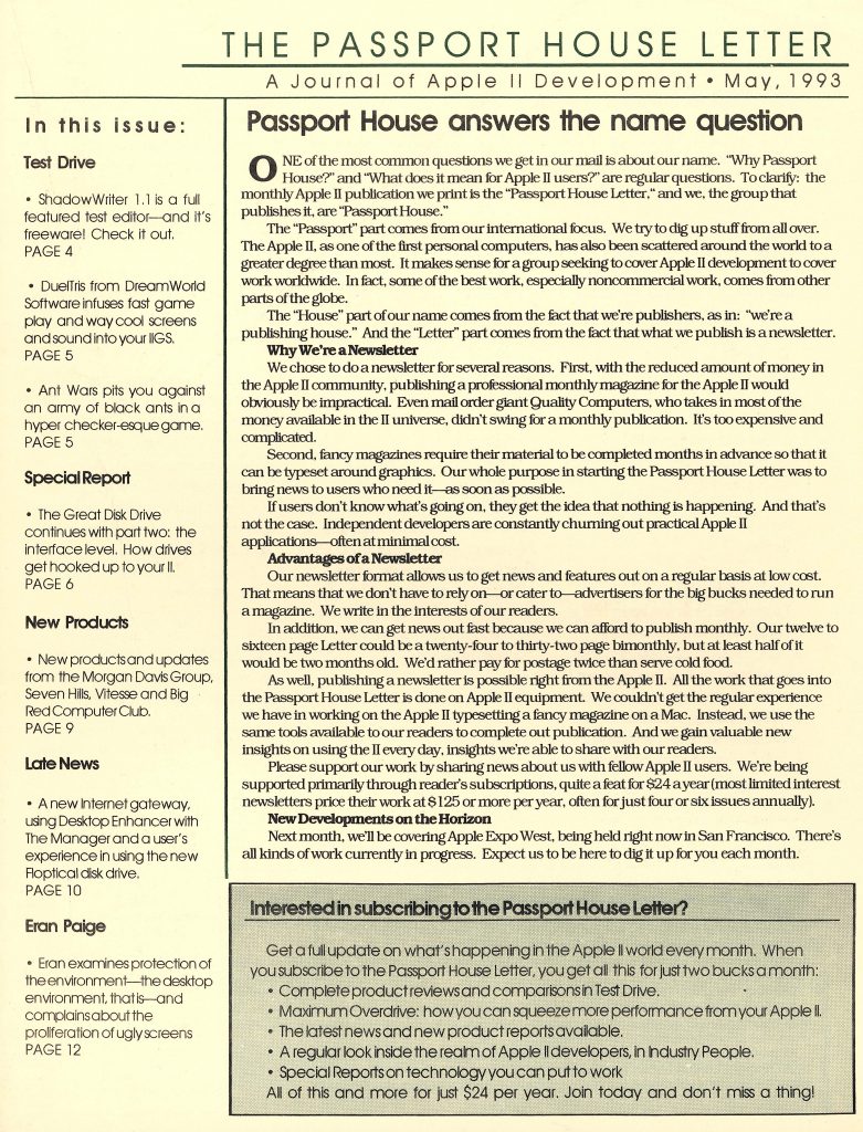 The Passport House Letter – Yesterbits