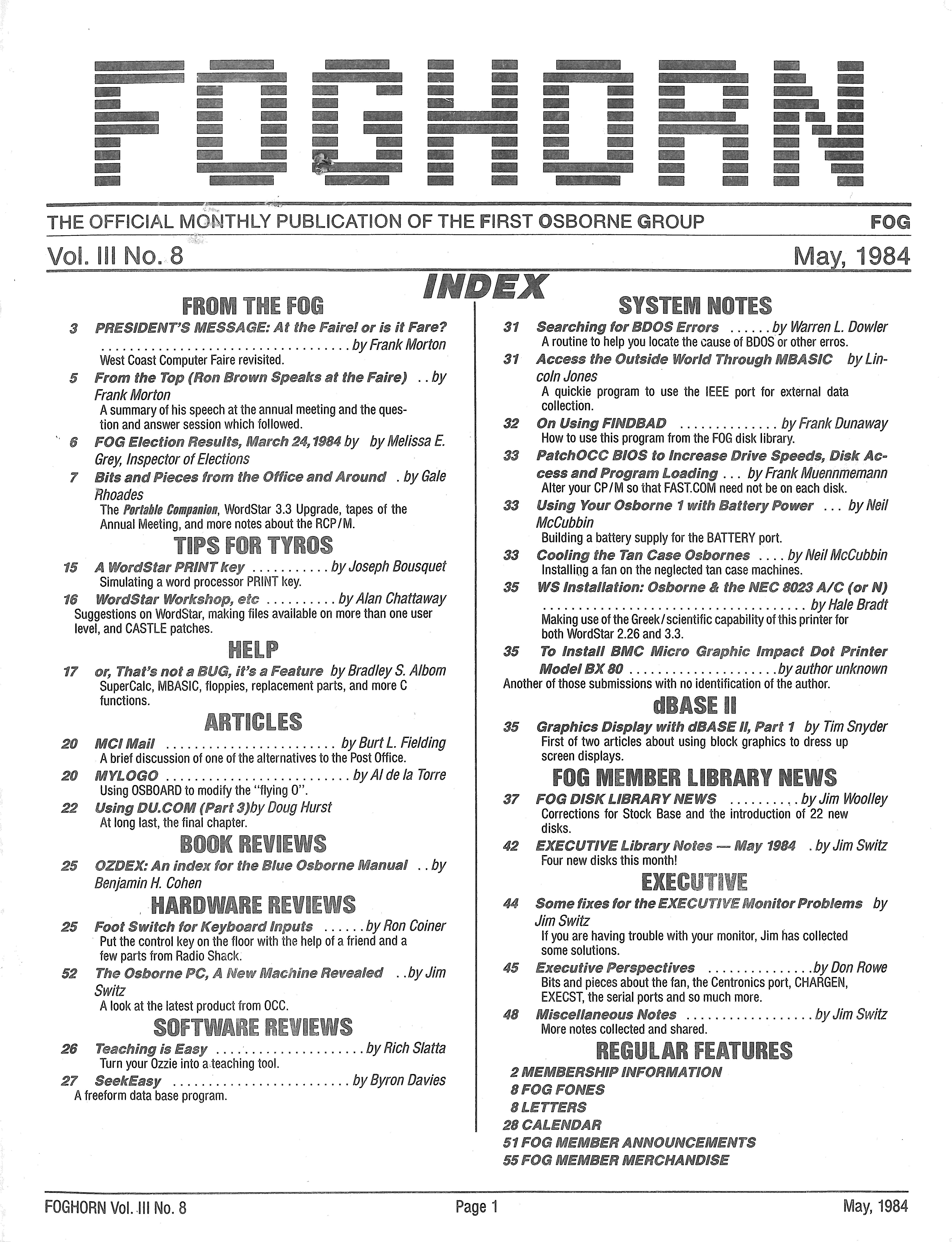 FOGHORN v3n8 May 1984 – Yesterbits